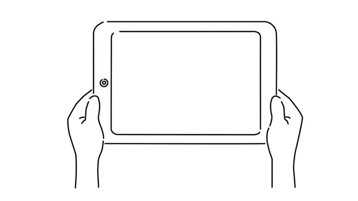 描かれるタブレット 横持ち｜想いが届く。伝わる無料動画素材